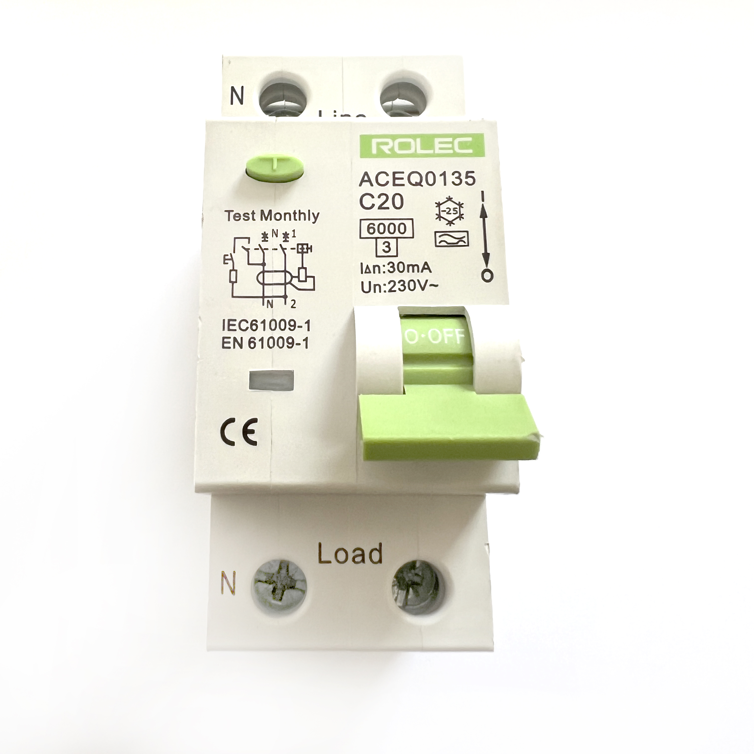 RCBO's: Rolec ACEQ0135 C20 20A 20 Amp 30mA RCBO 2 Double Pole Circuit ...