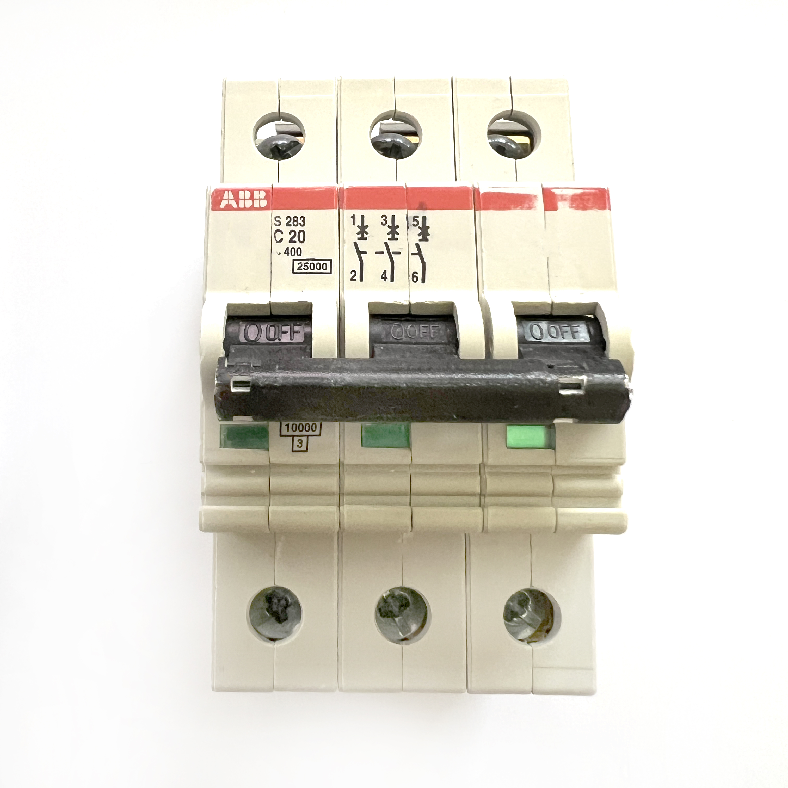 MCB's: ABB S283 C20 20A 20 Amp 3 Pole Phase MCB Circuit Breaker Type C