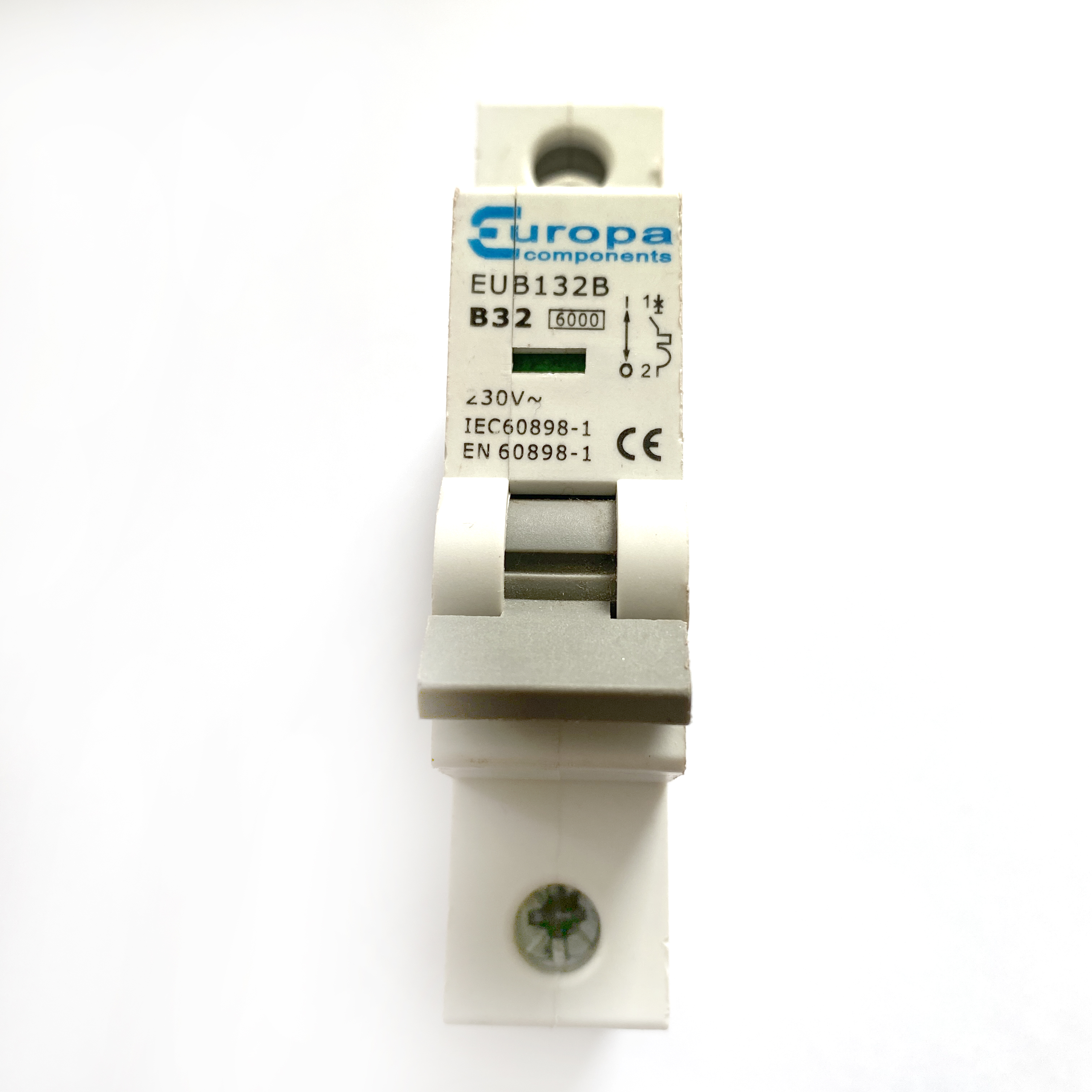MCB's: Europa Components EUB132B B32 32A 32 Amp MCB Circuit Breaker Type B