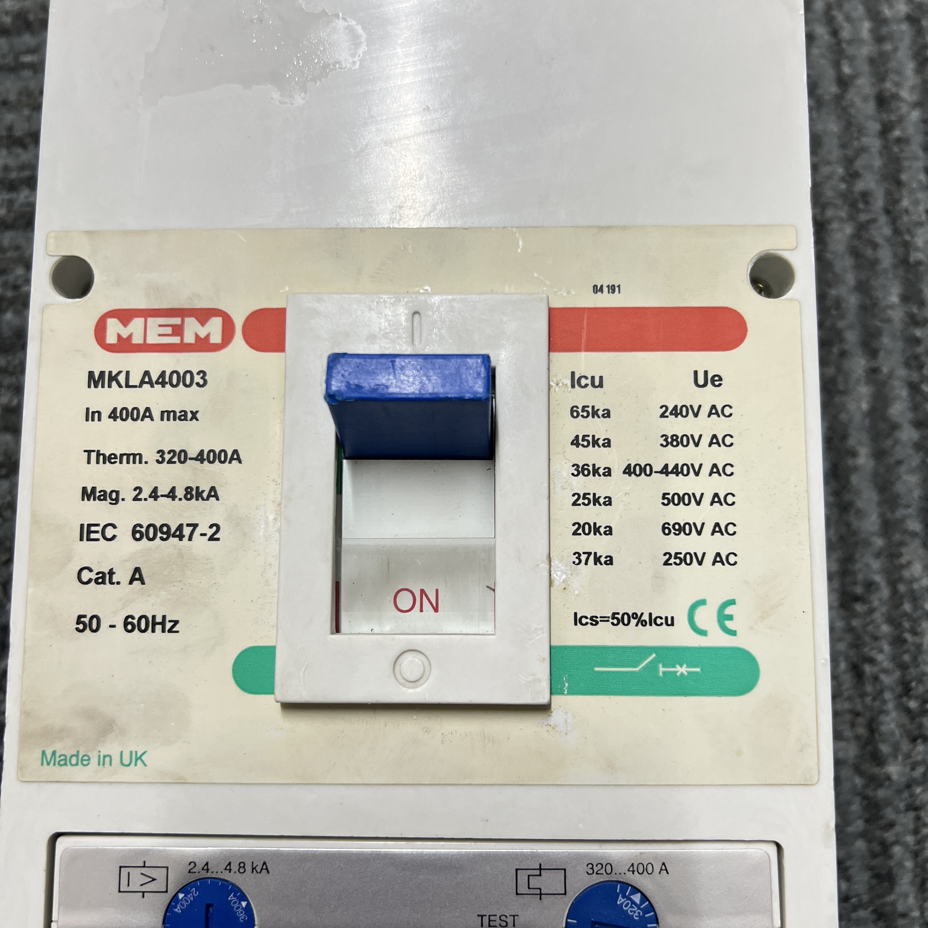MCB's: MEM MKLA4003 Bill TLKA4003 400A 400 Amp 3 Pole Phase MCCB MCB ...