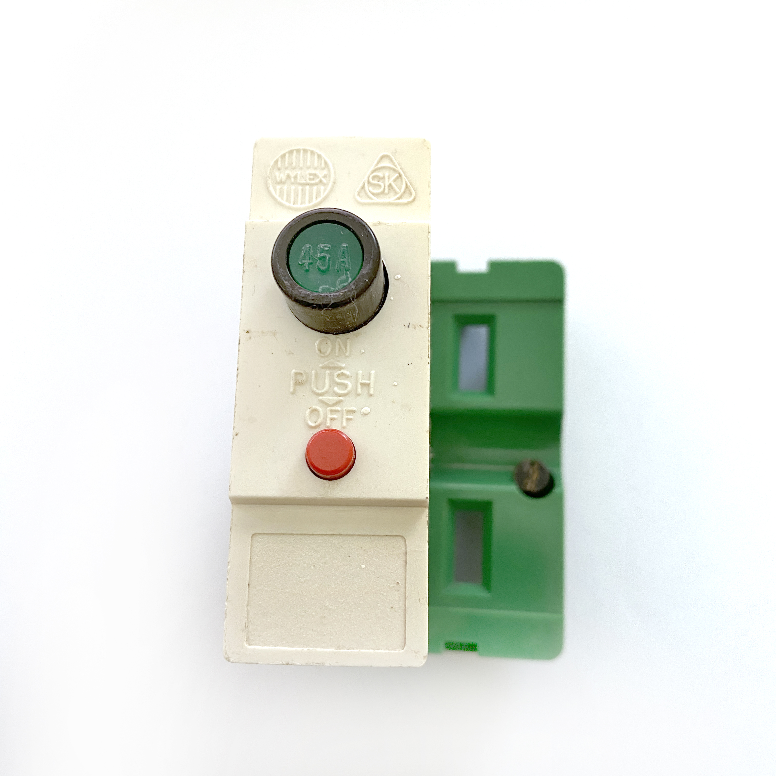 MCB's: Wylex Green Push Button Plug In 45A 45 Amp With Base Carrier MCB ...