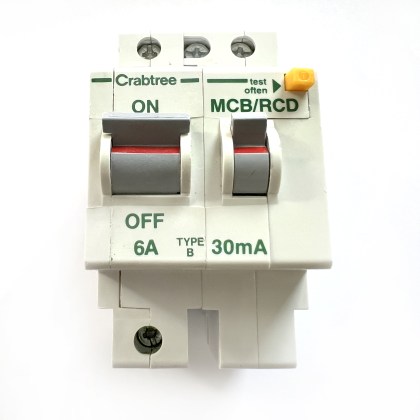 RCBO's: Crabtree PoleStar 602B/063 B6 6A 6 Amp 30mA RCBO 2 Double Pole ...